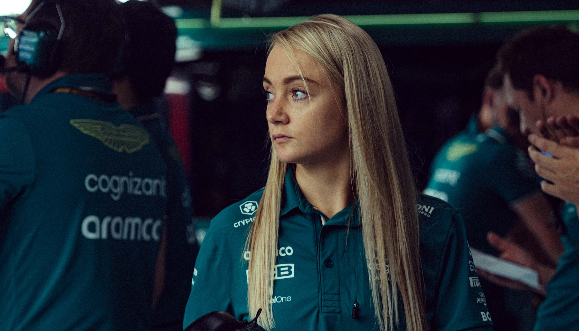 Jess swaps the driver's seat for the pilot's seat - Aston Martin F1 Team