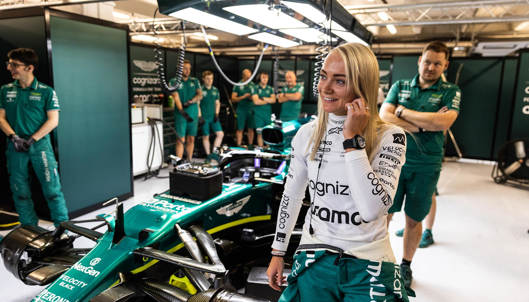 Jessica Hawkins completes debut F1 test with AMF1 Team - Aston Martin ...