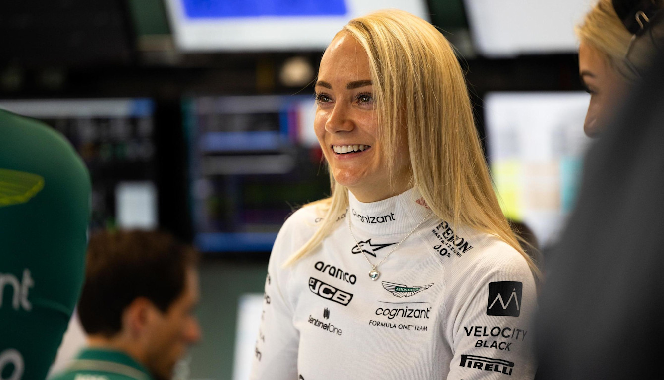 Jessica Hawkins completes debut F1 test with AMF1 Team - Aston Martin ...